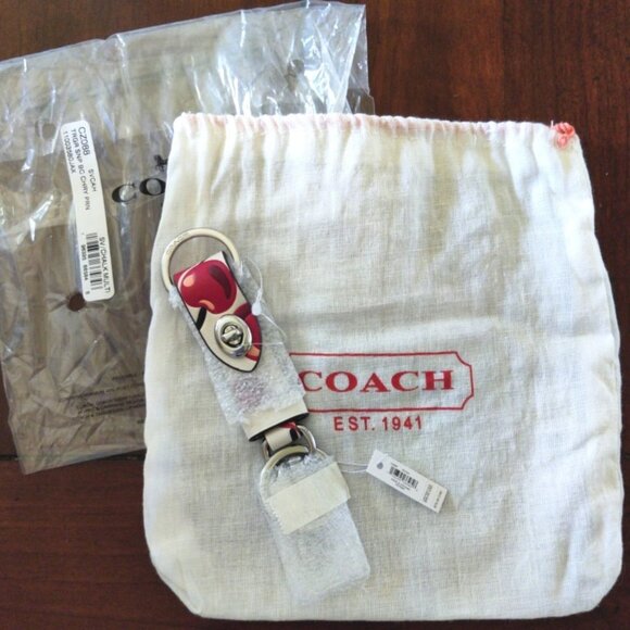 Coach | Accessories | Coach Trigger Snap Cherry Print Leather Bag Charm ...